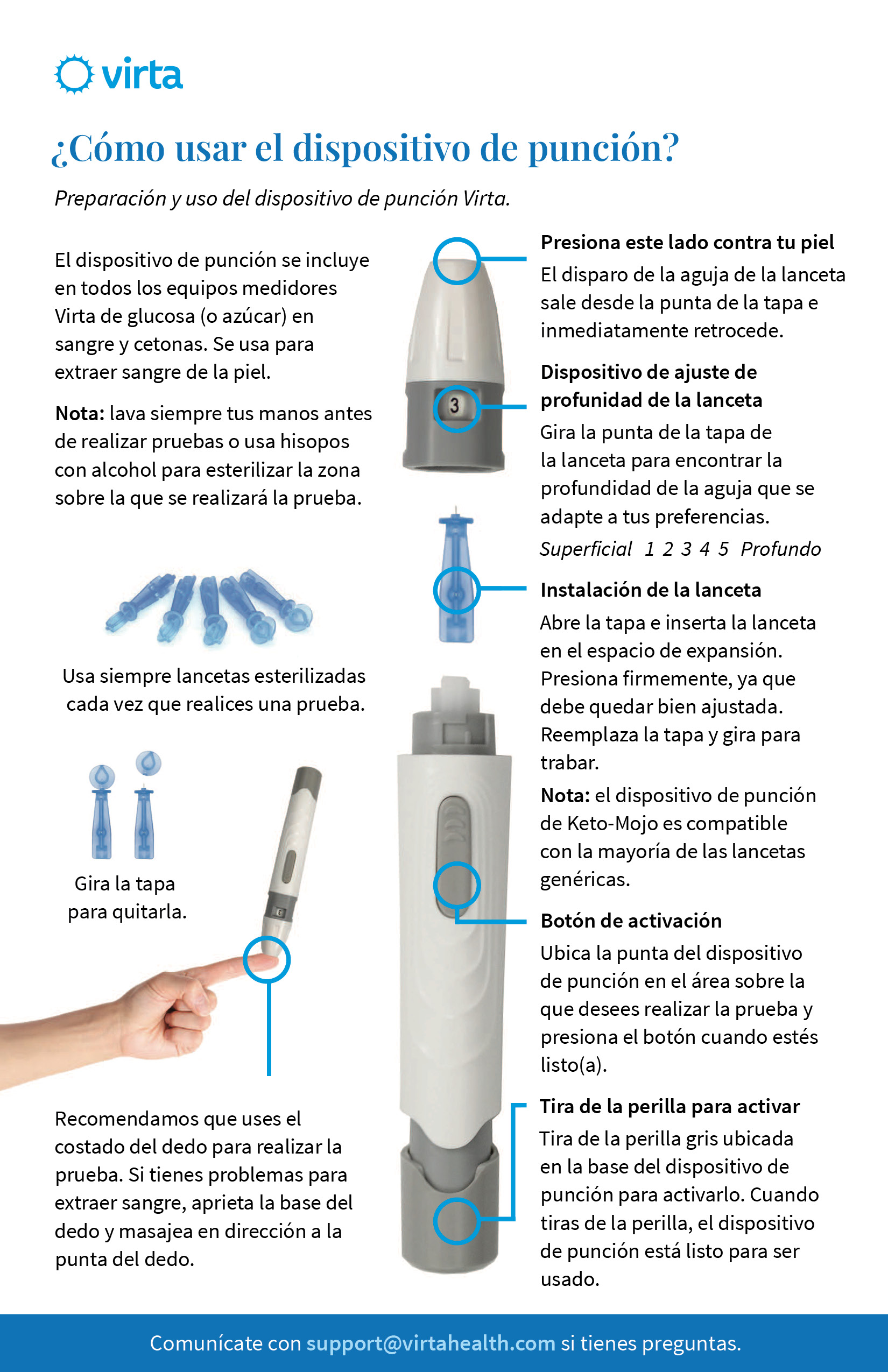 ¿Cómo usar el dispositivo de punción? – Centro de soporte de Virta
